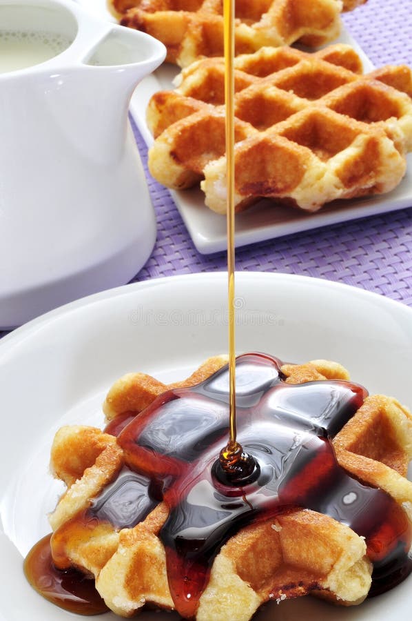 Waffle with syrup stock image. Image of menu, belgium - 27537673