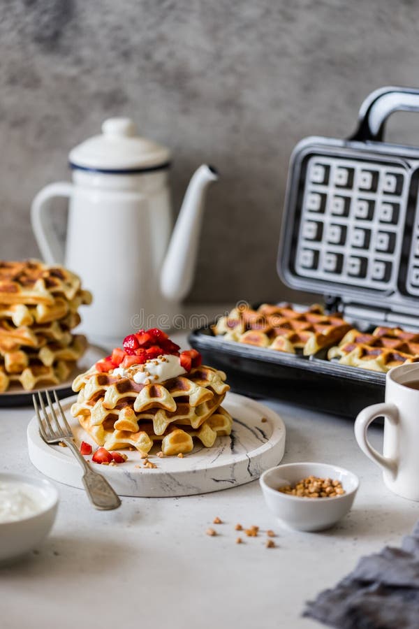 Waffles Being Baked stock photo. Image of grey, baking - 184955896
