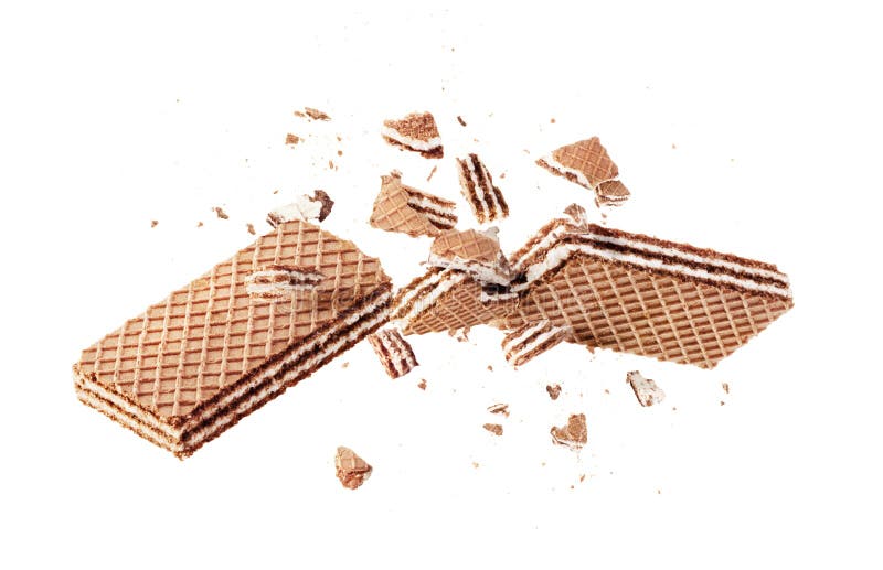 Waffles Broken in Half, Isolated Stock Image - Image of crunchy, food ...