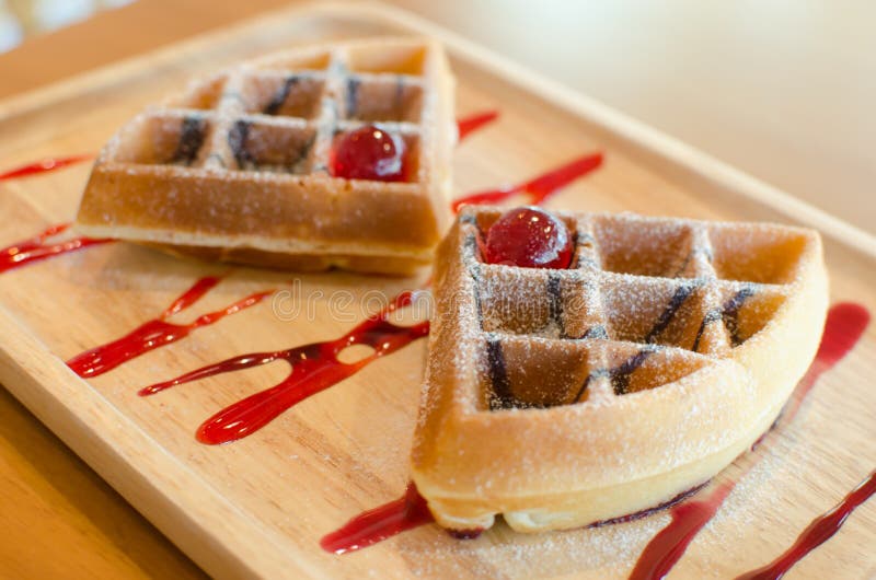 Waffles Chocolate and Strawberry Stock Image - Image of liquid, belgian ...