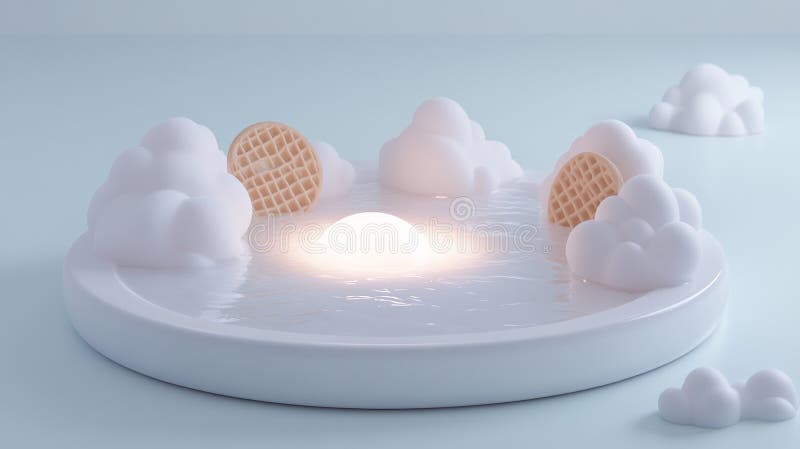 Waffles Floating on Clouds, Pastel Scene, Product Display Stock ...