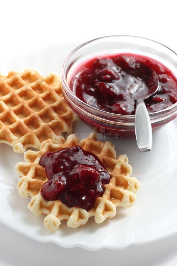 Waffles with fruit jam stock image. Image of mixed, stewed - 14631373