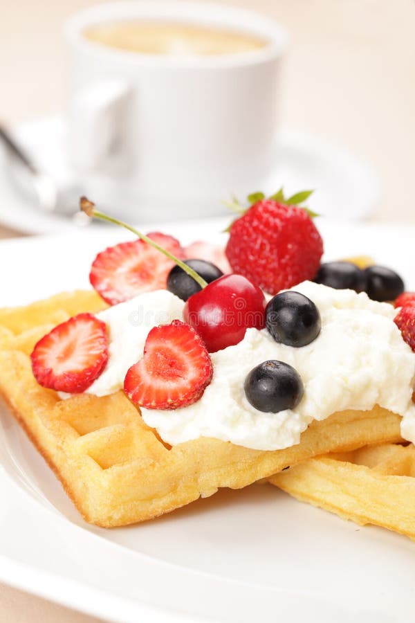 Waffles with fruits stock image. Image of dessert, healthy - 14881381