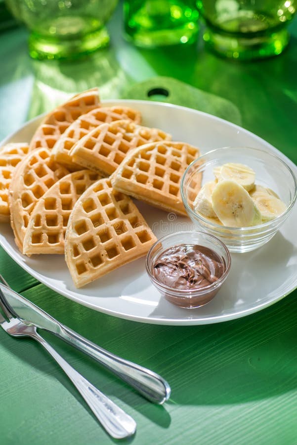 Waffles on a Green Background Stock Image - Image of bakery, texture ...