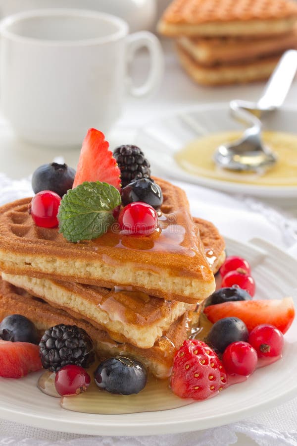Waffles with honey. stock image. Image of fruit, healthy - 29613863
