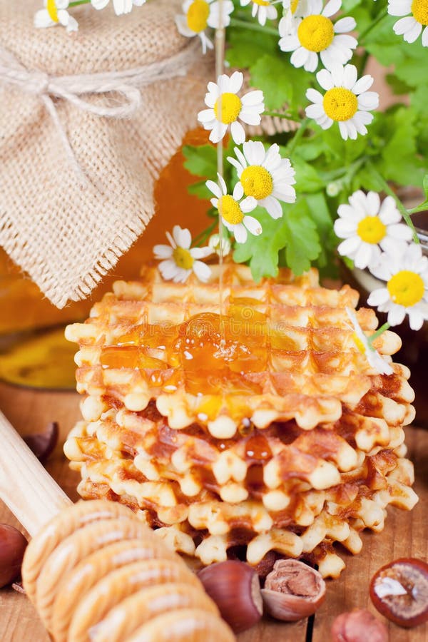 Waffles with honey stock image. Image of golden, natural - 30589573
