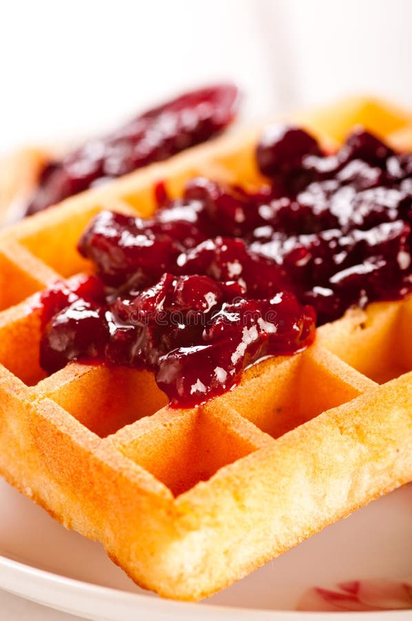 Waffles with jam stock photo. Image of natural, wafel - 37189654