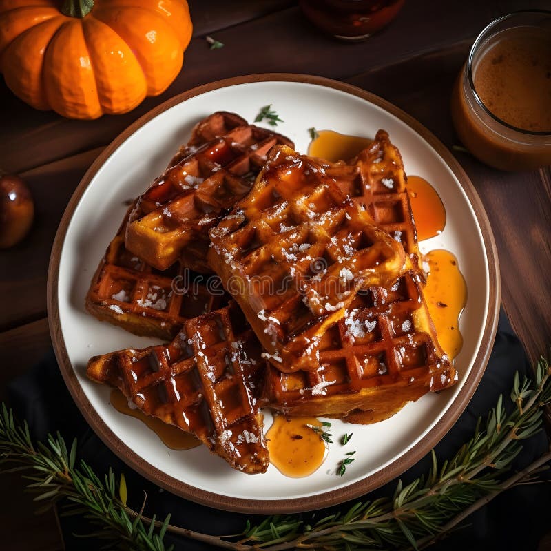 Waffles with Maple Syrup and Salt Stock Illustration - Illustration of ...