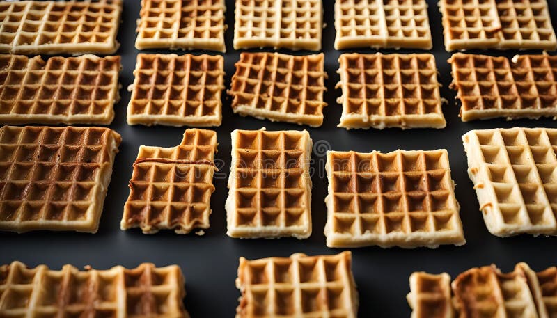 Waffles Pattern on Black Background Stock Illustration - Illustration ...