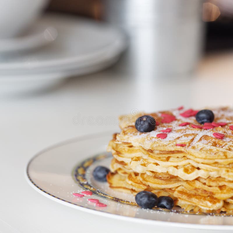Waffles on a plate stock photo. Image of baked, plate - 24431218