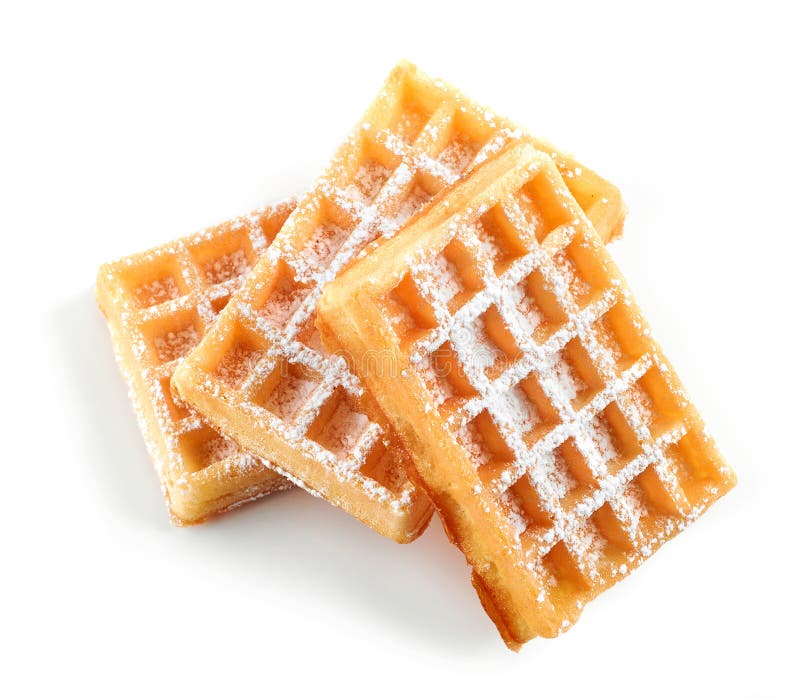 Waffles with Powdered Sugar Stock Photo - Image of snack, belgian ...