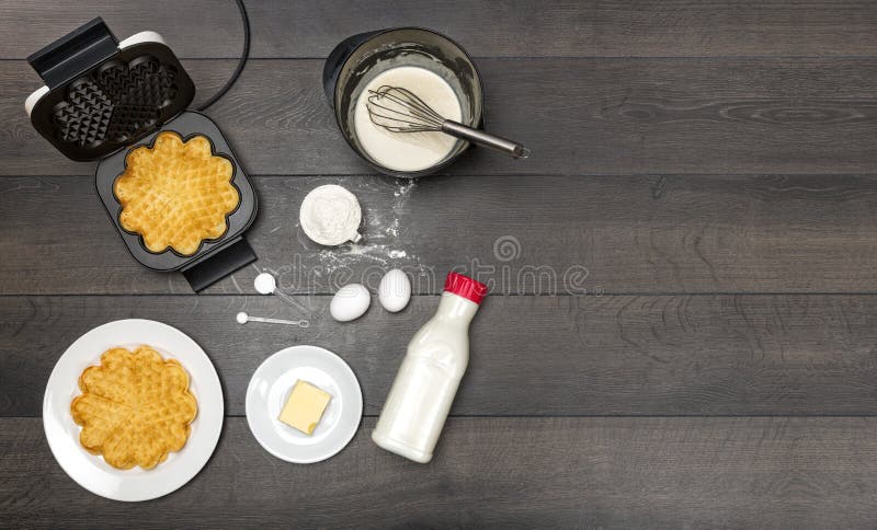 Preparation of waffles stock image. Image of production - 51089351