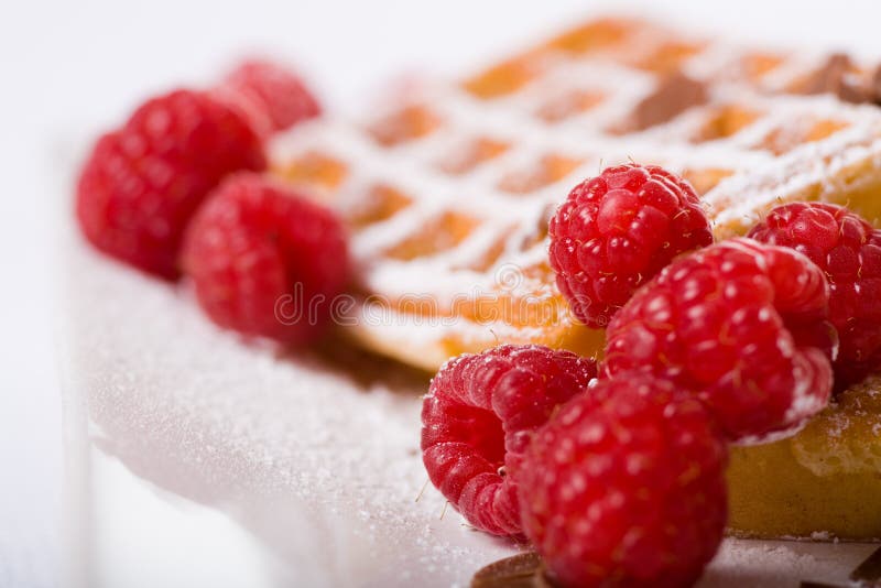 Waffles and raspberries stock image. Image of meal, berries - 9132187