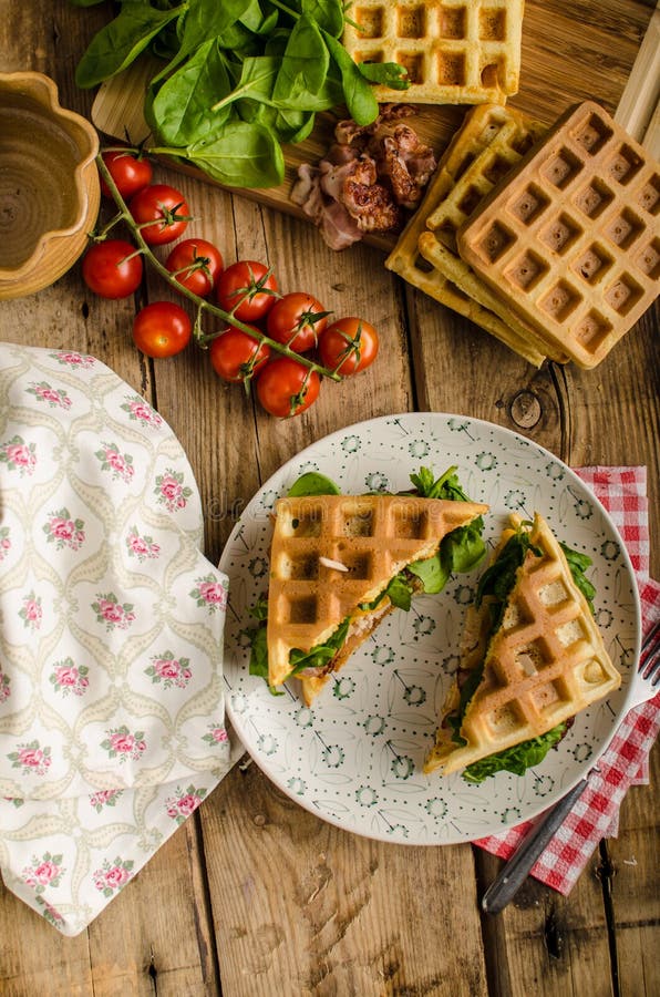 Waffles sandwich stock image. Image of meal, isolated - 62609689