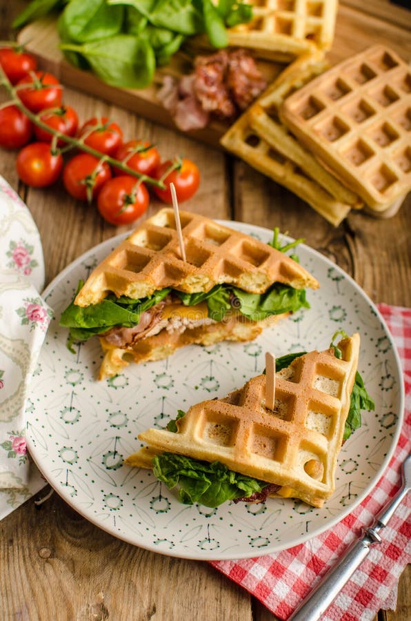 Waffles sandwich stock image. Image of crispy, focus - 62609847
