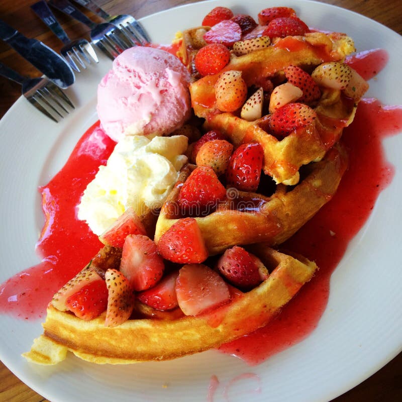 Waffles strawberry stock image. Image of strawberry, waffles - 68063625
