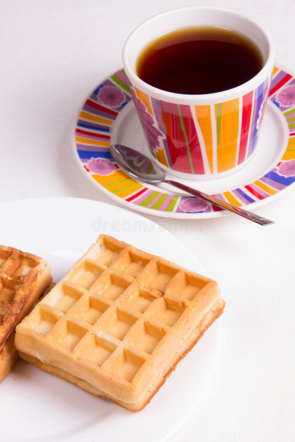 Waffles and tea stock photo. Image of cake, lunch, time - 40781194