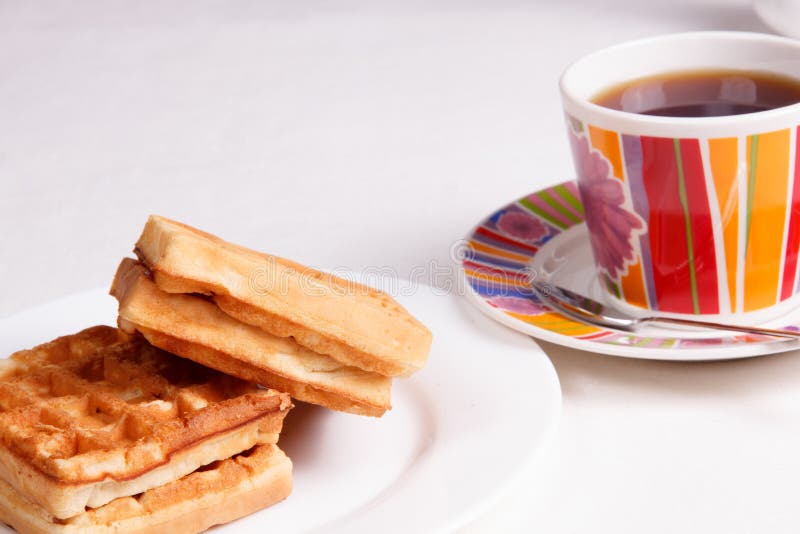 Waffles and tea stock photo. Image of breakfast, brown - 40781226