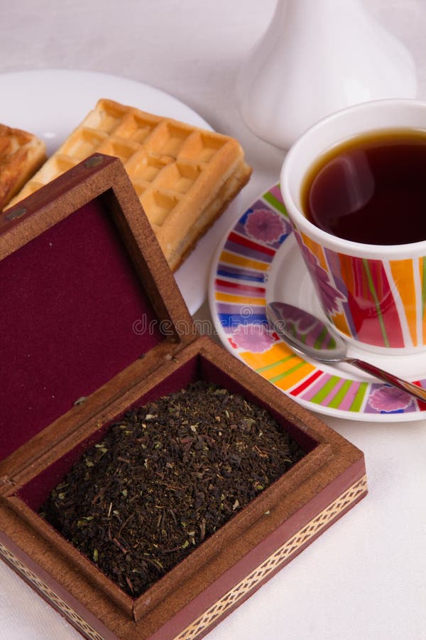 Waffles and tea stock photo. Image of sweet, beverage - 40781238