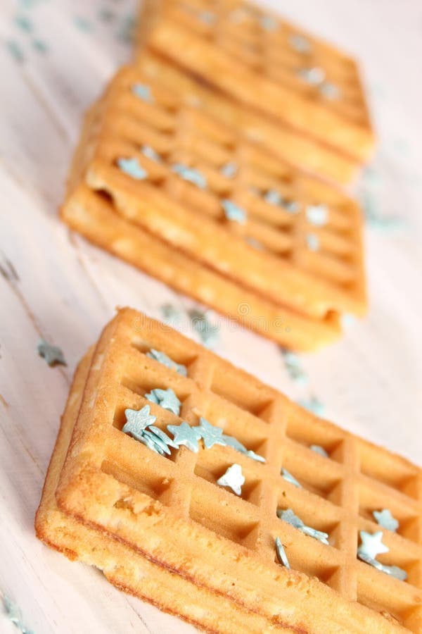 Waffles with Turquoise Stars Stock Image - Image of food, delicious ...
