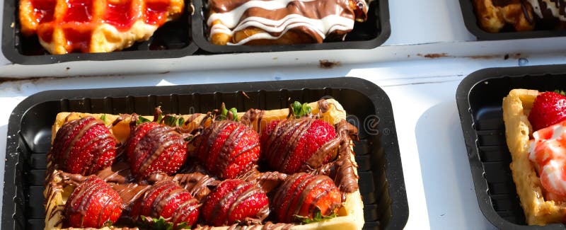 WAFFLES Typical Pastries of Brussels Belgium Stock Image - Image of ...