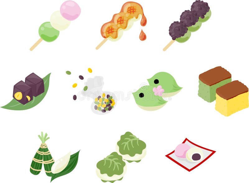 The Cute Icon Set of Japanese Sweets Stock Vector - Illustration of ...