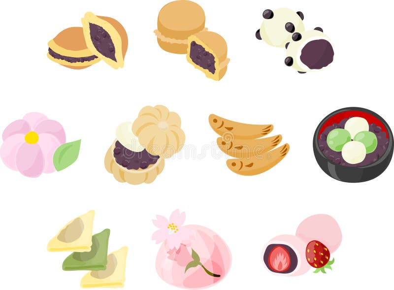The Cute Icon Set of Japanese Sweets Stock Vector - Illustration of ...