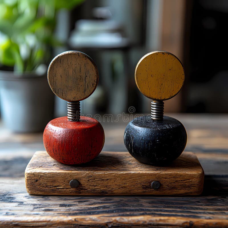 Wage Growth Comparison with Colorful Wooden Figurines on a Rustic ...