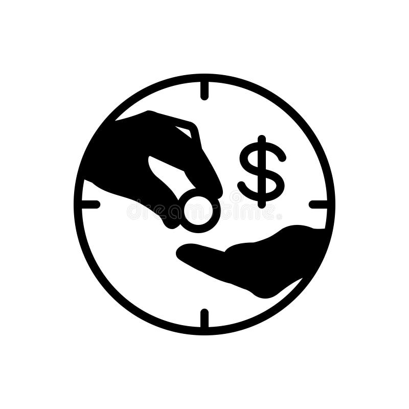 Black Solid Icon for Wage, Hour and Pay Stock Vector - Illustration of ...