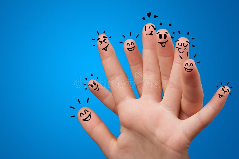 Happy Ok Fingers with Social Network Sign and Icons Stock Photo - Image ...