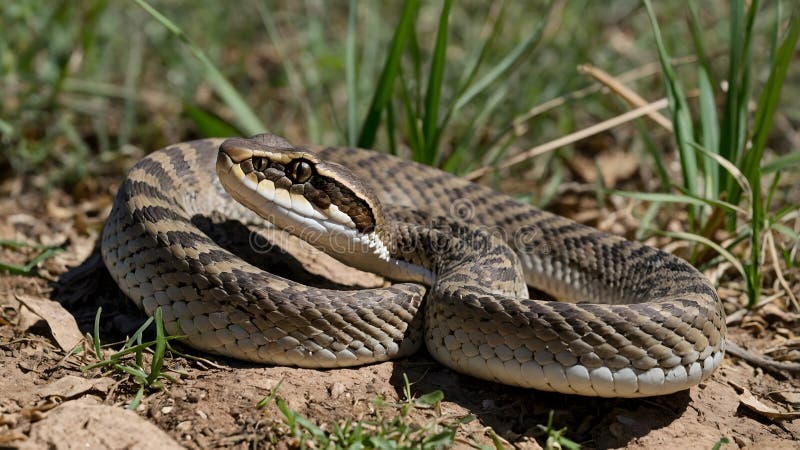 Wagner S Viper Resting on a Rocky Ledge in a Rugged Mountain Landscape ...