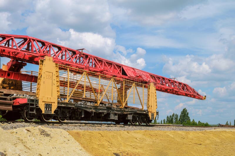 Wagon with crane boom stock image. Image of rail, equipment - 324088441