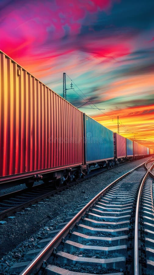 Wagon of Freight Train with Containers Conceptual Image, Stock ...