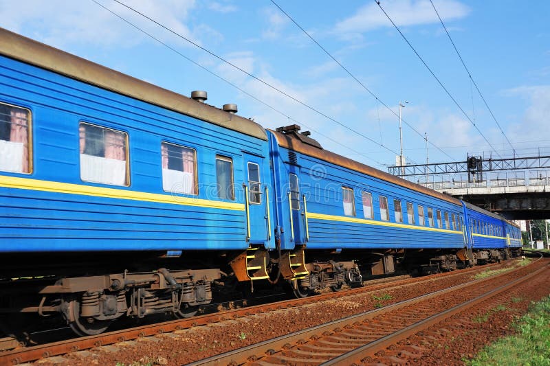 Passenger train on railway stock image. Image of electric - 111145141