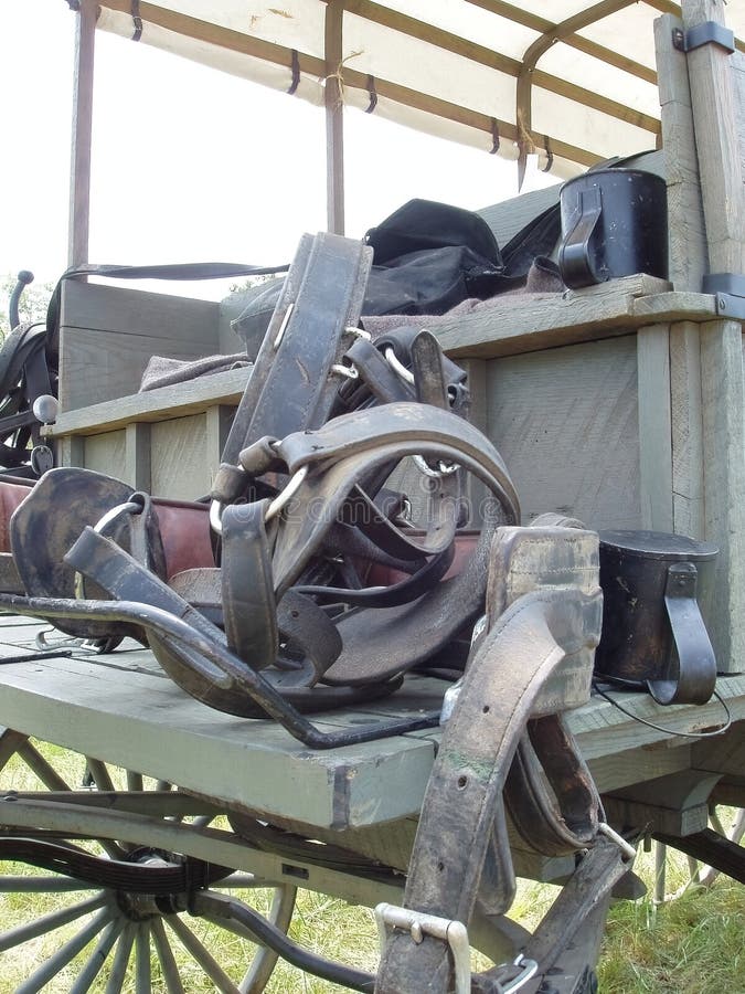 An Old Wagon and Horse Equipment or Tack Stock Image - Image of working ...