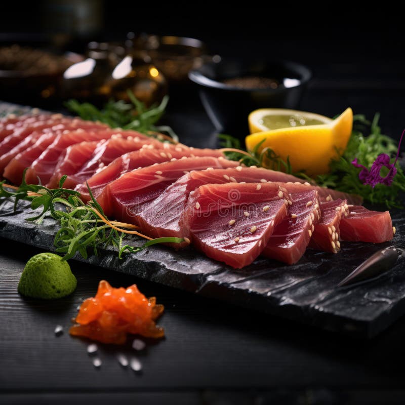 Wagyu Beef Sashimi on Cutting Board Stock Illustration - Illustration ...