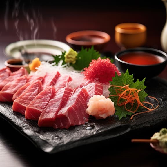 Wagyu Beef Sashimi on Cutting Board Stock Illustration - Illustration ...