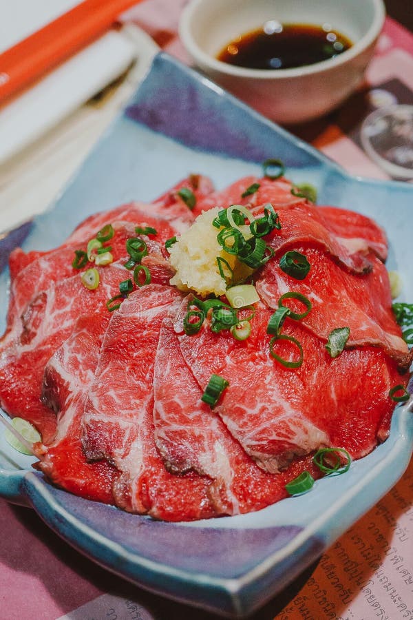 Fresh beef sashimi stock photo. Image of cuisine, prime - 16610702
