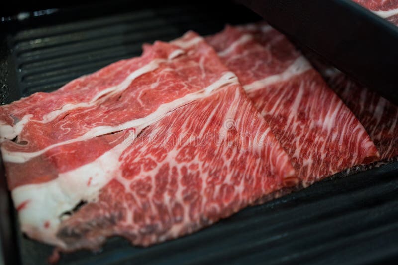 Wagyu Beef Slice for Shabu Shabu Stock Image - Image of buffet, luxury ...