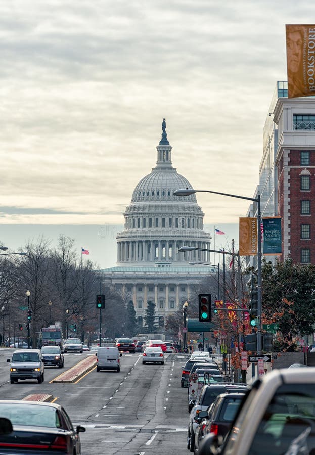 WAHINGTON, D.C. - JANUARY 10, 2014: Washington Cityscape and Capitol in ...