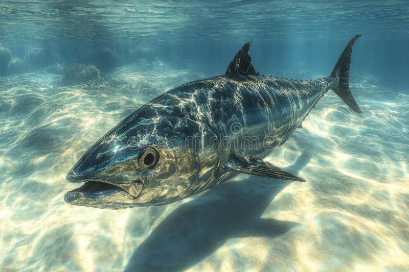 Wahoo Fish is Swimming Close To the Surface in Clear Blue Water Over a ...