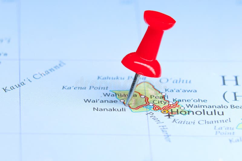 Wai Anae, Hawaii Pin on Map Stock Image - Image of freedom, trip: 337476695