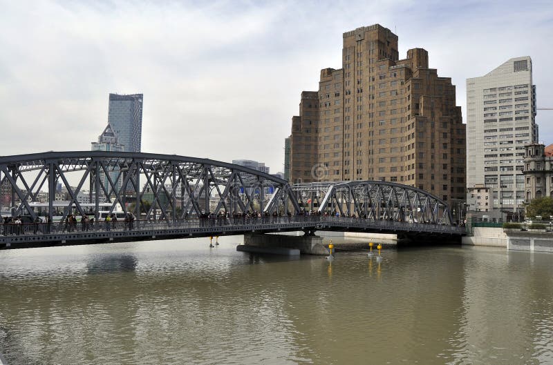 Waibaidu bridge stock photo. Image of buildings, shanghai - 13934762
