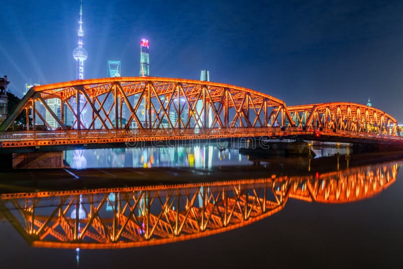 Waibaidu Bridge, the Famous Historic Steel Bridge, Shanghai Stock Photo ...