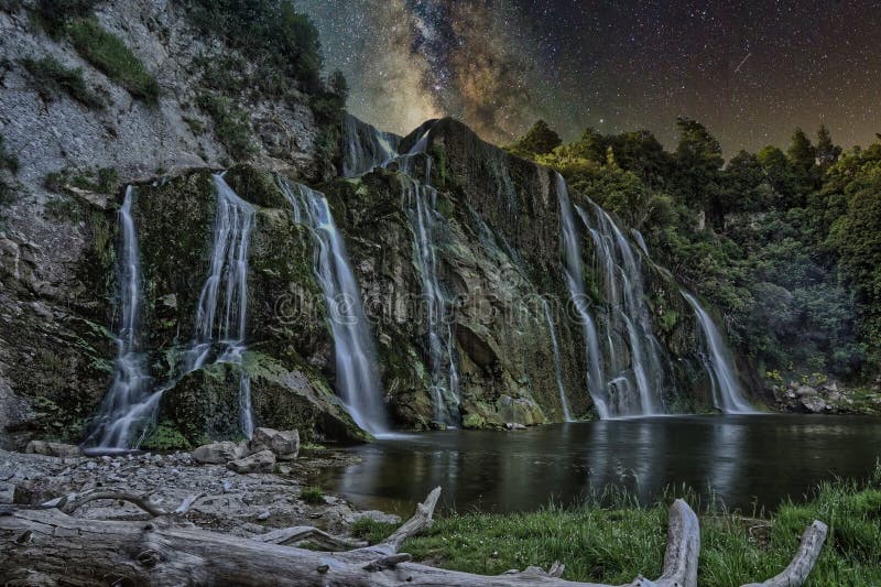 Waihi falls stock photo. Image of waihi, night, milkyway - 165415300
