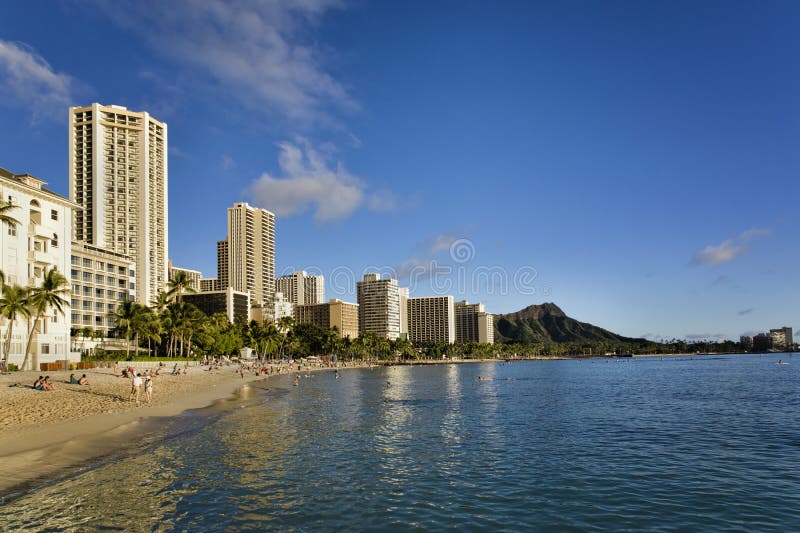 Waikiki hawaii pink sunset stock photo. Image of leisure - 35165202