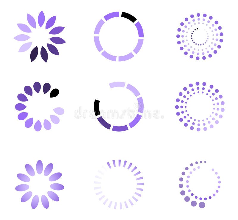 Wait Progress Streaming Loading Buffering Icons Set Stock Vector ...