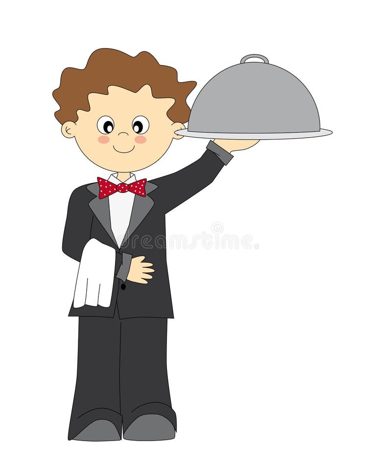 Waiter Carrying Tray Stock Illustrations – 488 Waiter Carrying Tray ...