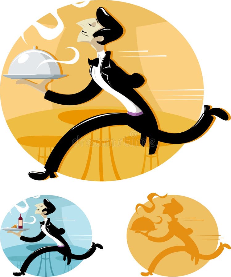 Waiter stock vector. Illustration of dinner, silhouette - 27816416