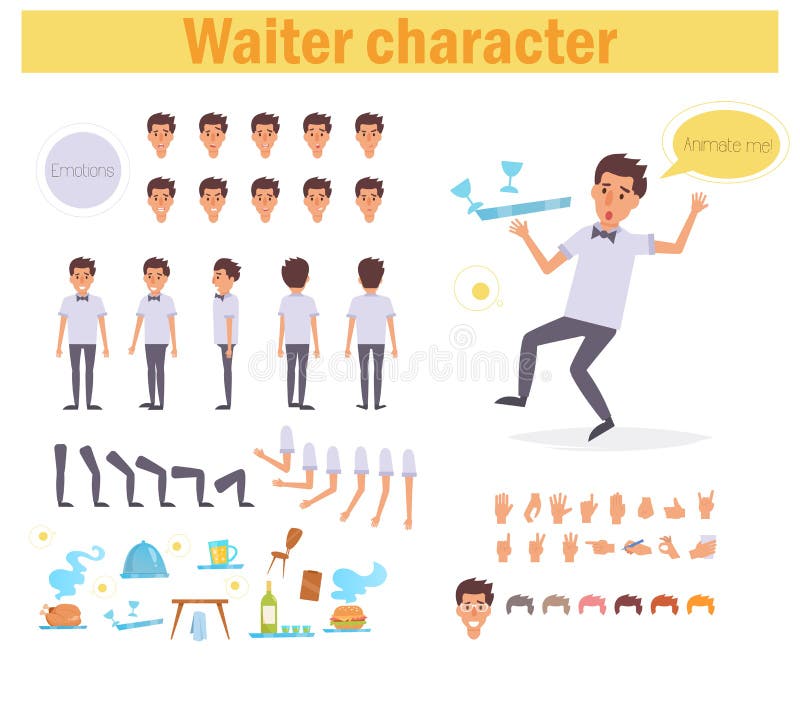 Waiter for Animation. Poses Front, Rear, Side, Three Quarter. Creation ... Waiter for Animation. Poses Front, Rear, Side, Three Quarter. Creation ...